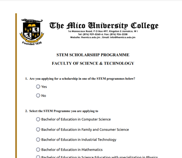 STEM Scholarships – The Mico University College